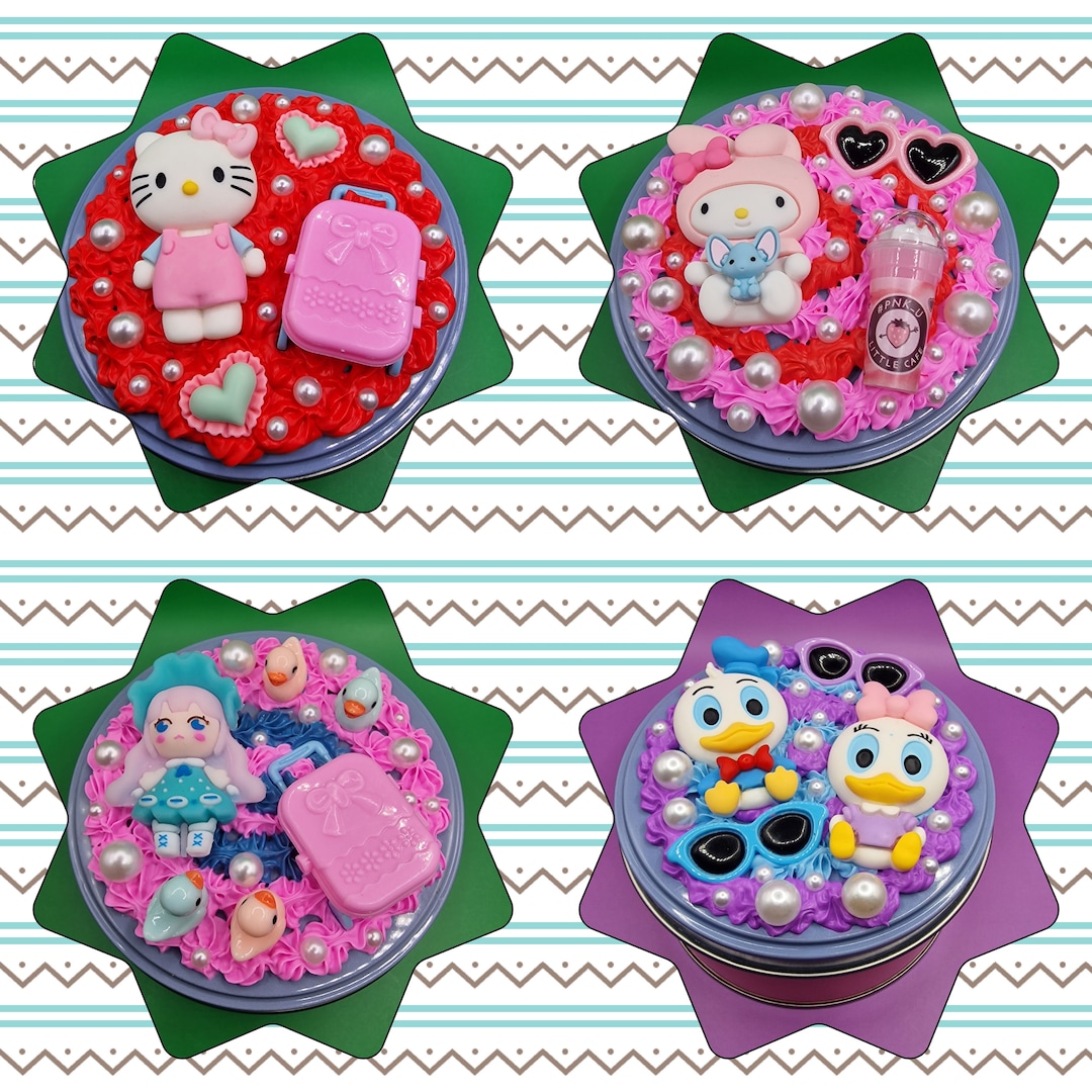 Kawaii Character Round Boxes Aesthetic Handmade Tin Anime Storage Boxes ...