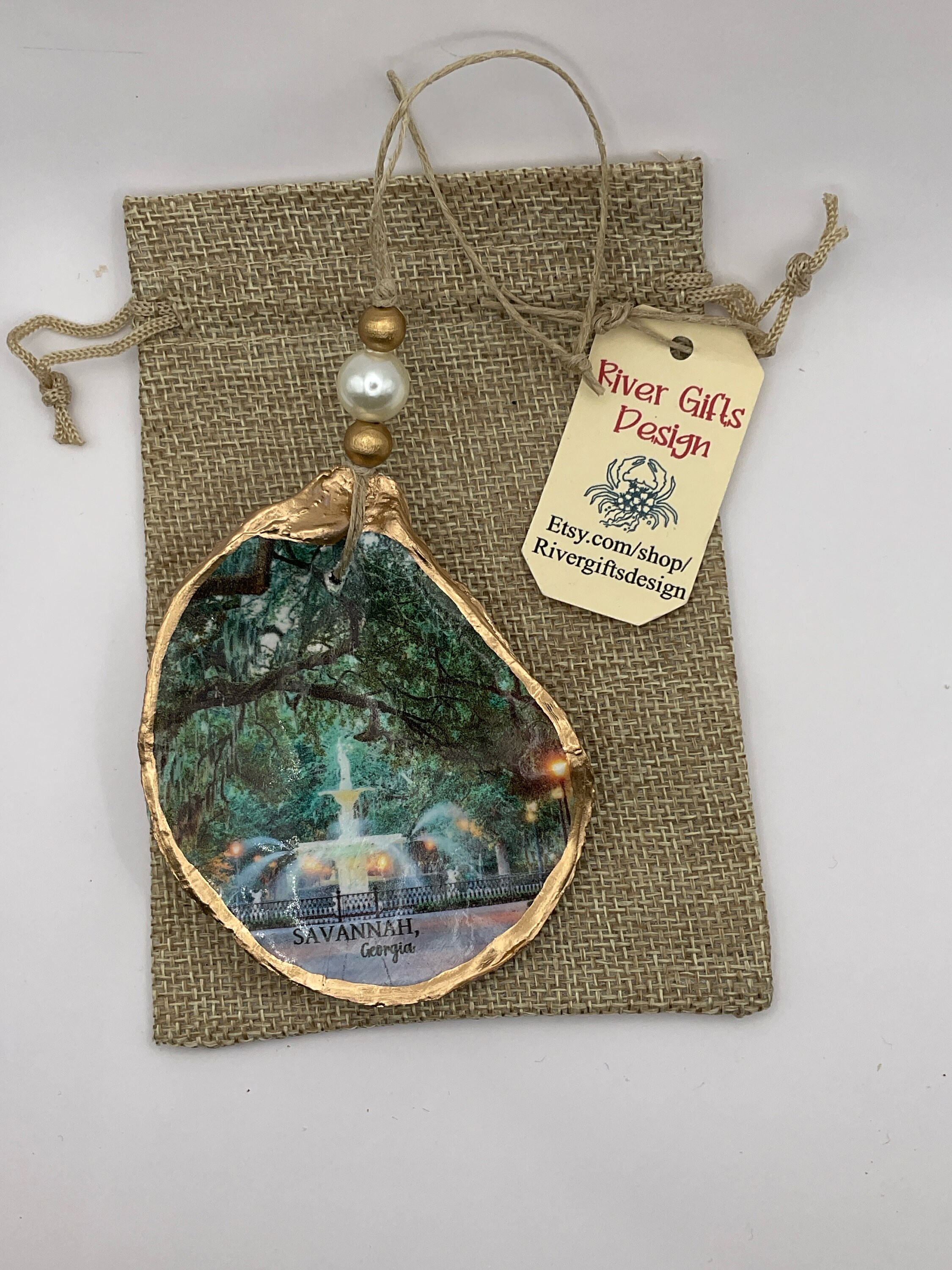 Savannah Georgia Forsyth Park Fountain Oyster Shell Ornament - Etsy