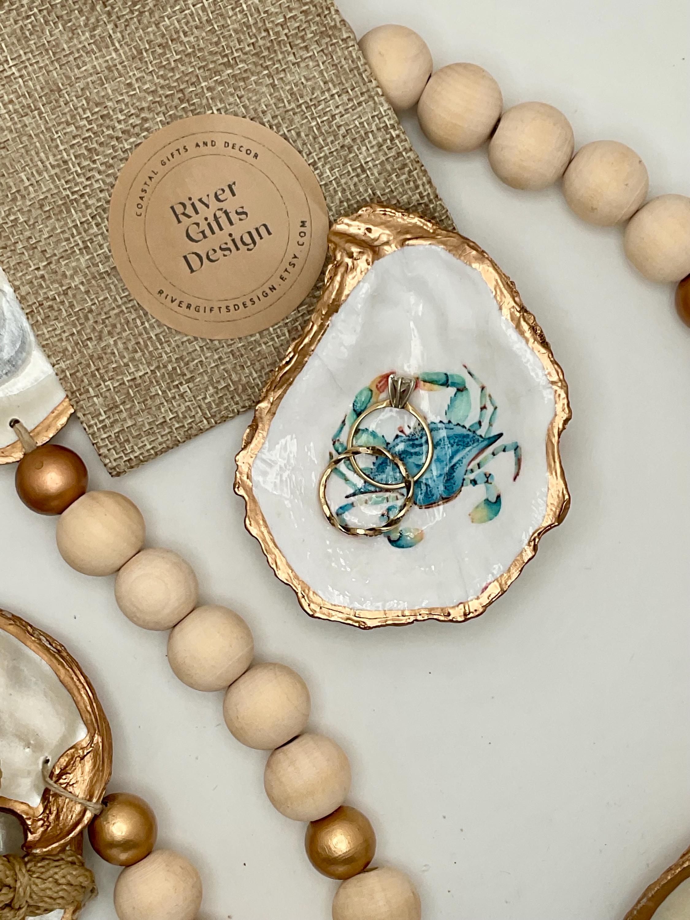 Crab Watercolor Oyster Shell Trnket Dish - Etsy