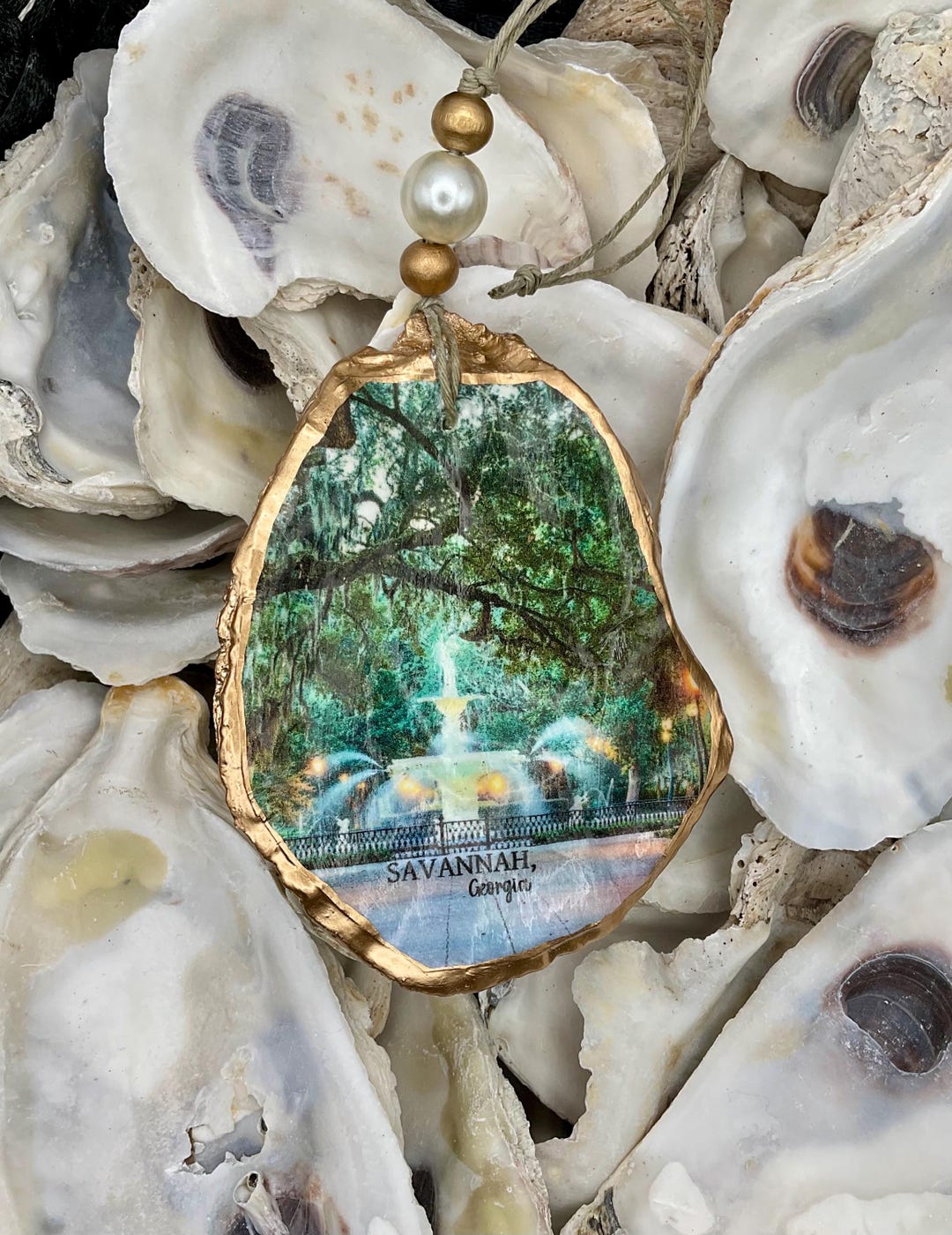 Savannah Georgia Forsyth Park Fountain Oyster Shell Ornament - Etsy