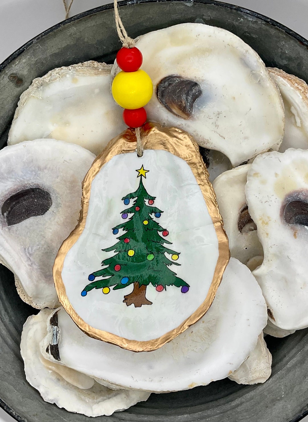 Christmas Tree Oyster Shell Ornament - Etsy