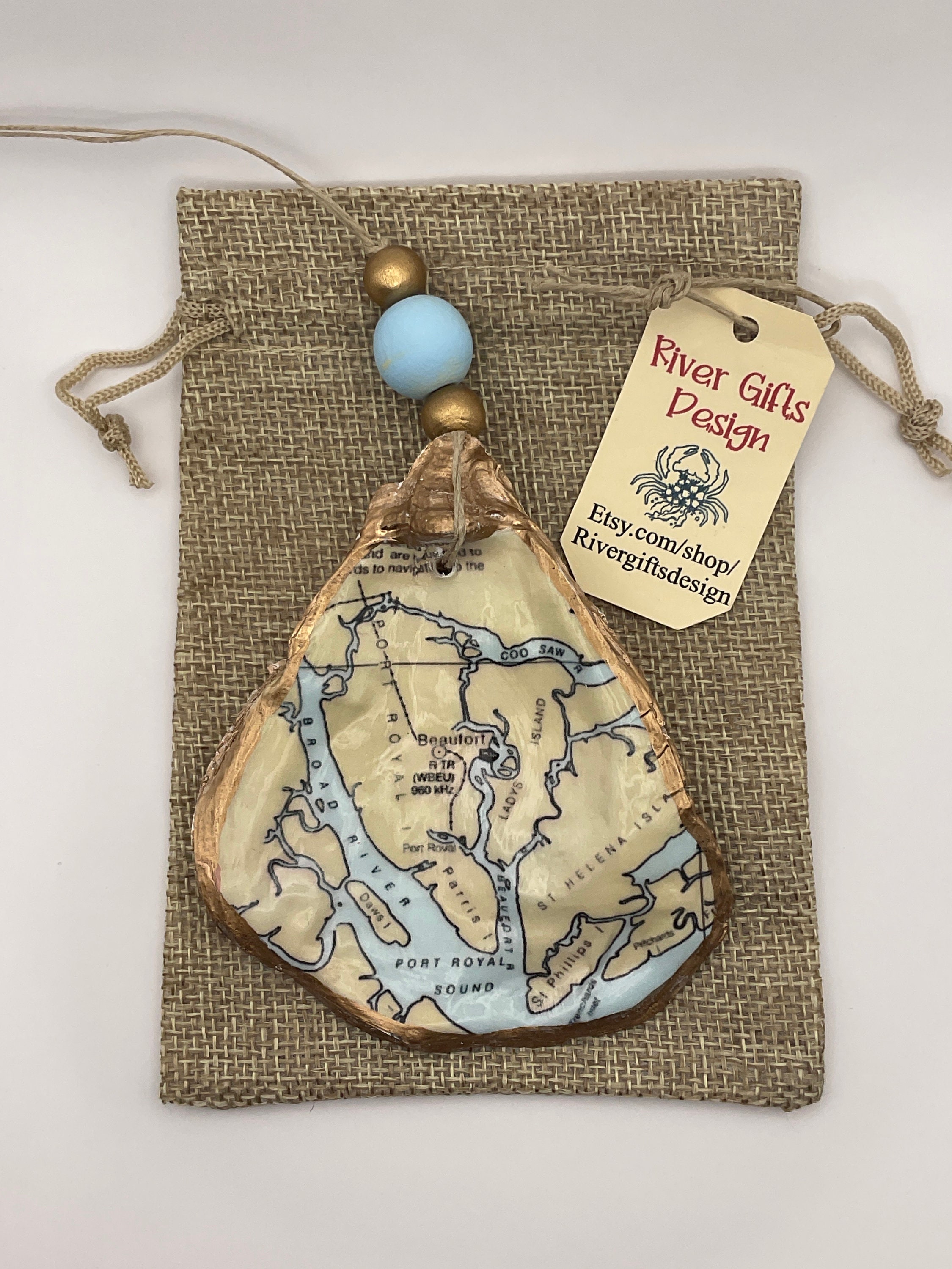 Beaufort, South Carolina Map Oyster Shell Ornament - Etsy