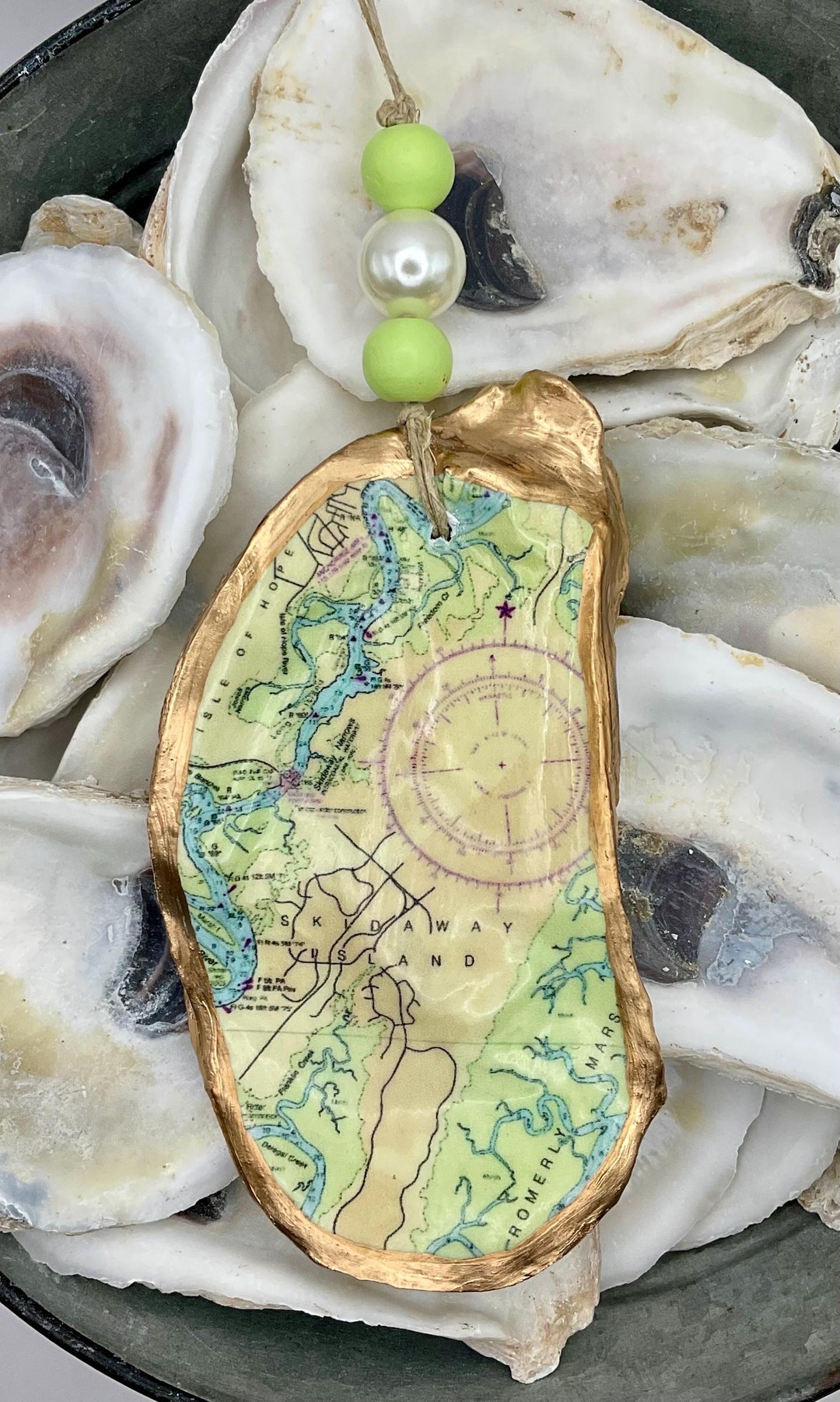 Skidaway Island, GA Nautical Map Oyster Shell Ornament - Etsy