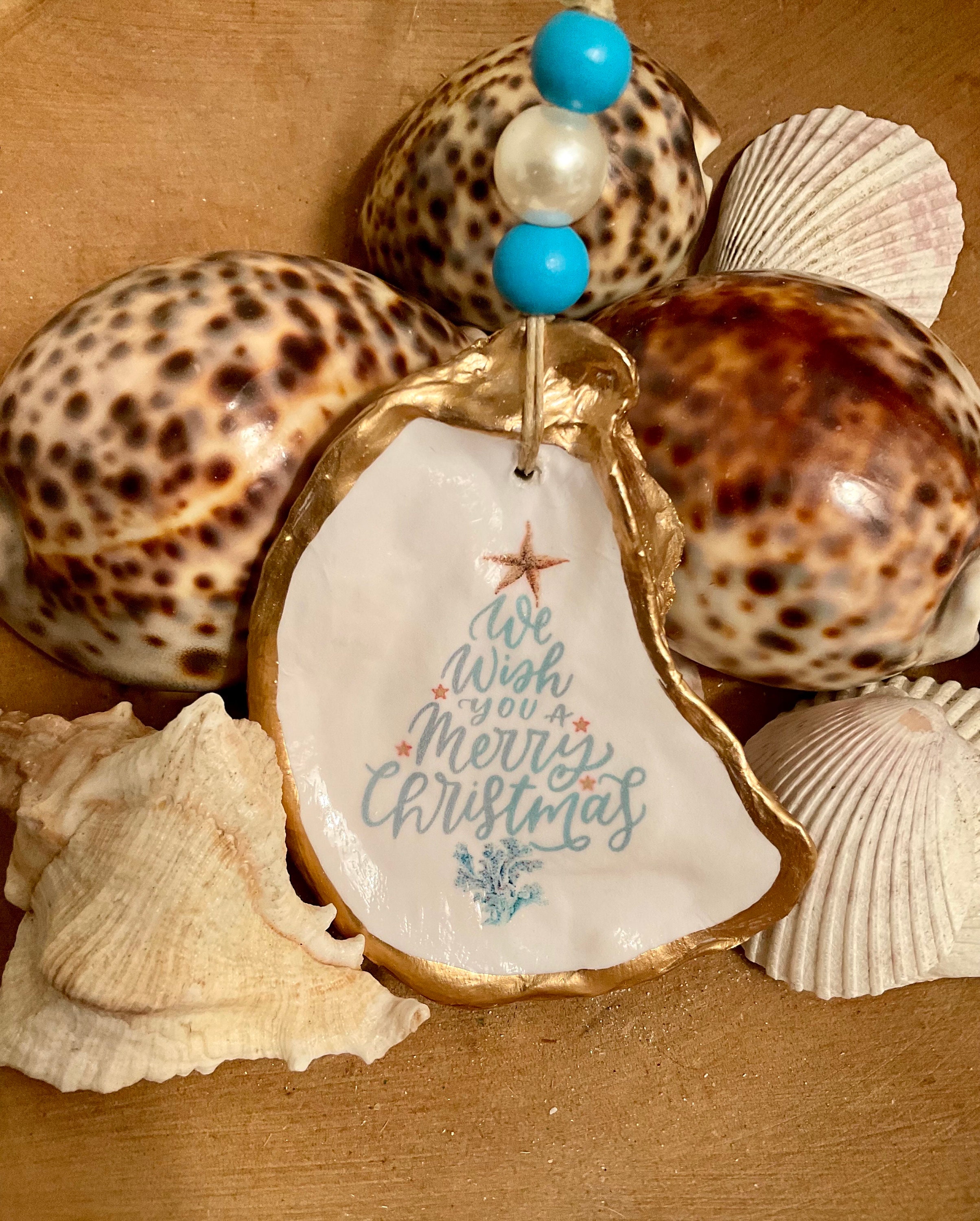 Coastal Christmas Tree Oyster Shell Ornament - Etsy