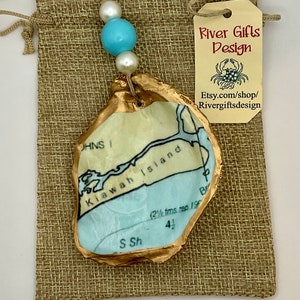 Kiawah Island, South Carolina Nautical Map Oyster Shell Ornament - Etsy