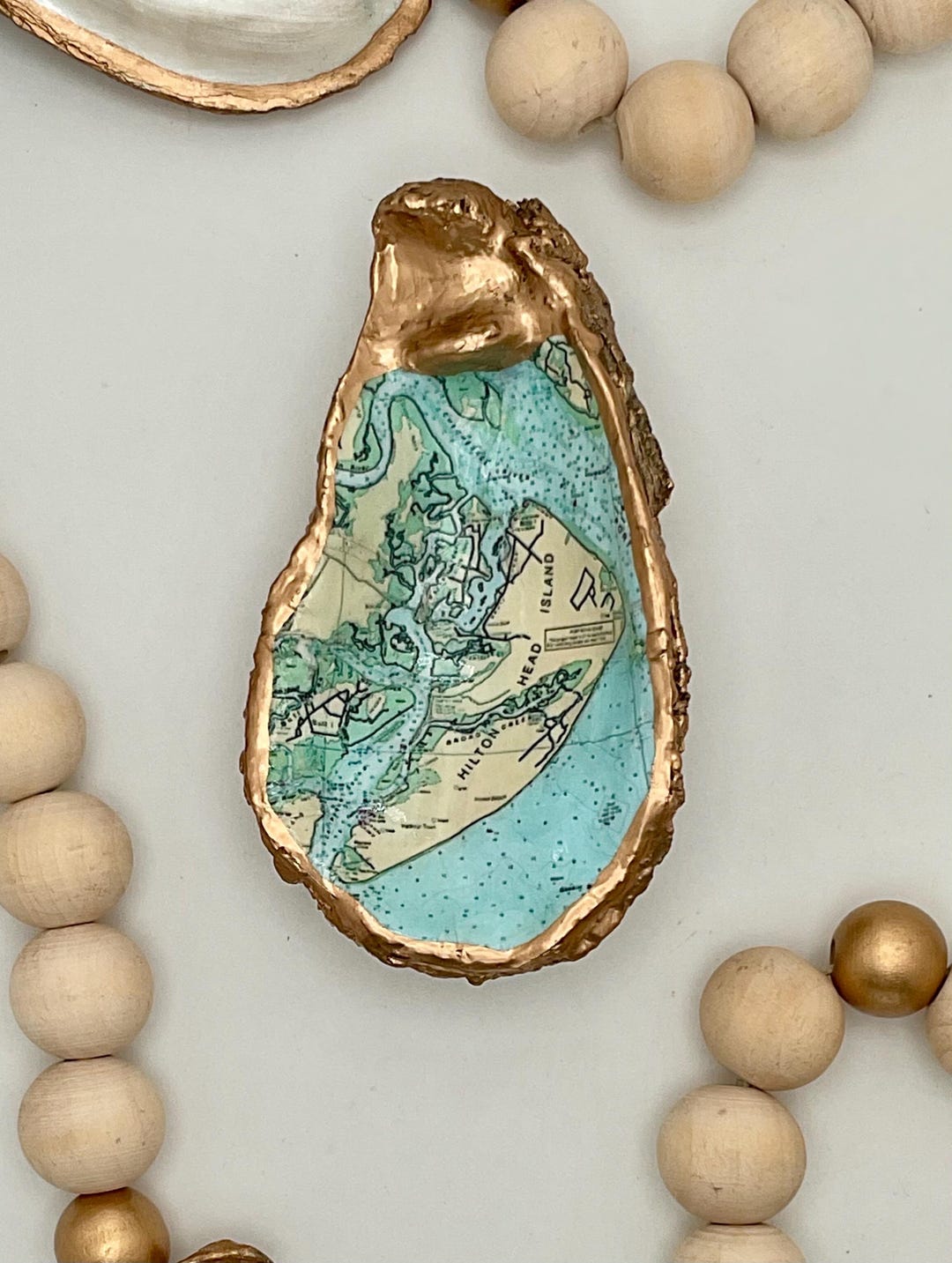 Hilton Head Island, SC Nautical Map Oyster Shell Trinket Ring Dish - Etsy