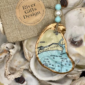 Kiawah Island, South Carolina Nautical Map Oyster Shell Ornament - Etsy