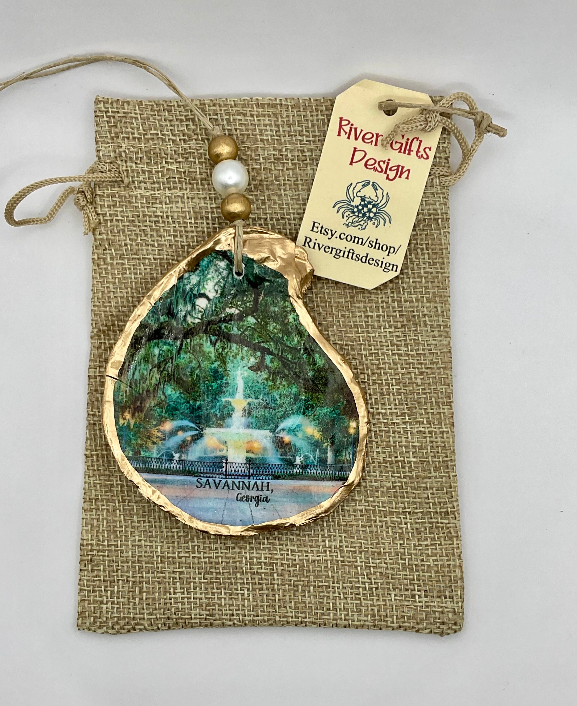 Savannah Georgia Forsyth Park Fountain Oyster Shell Ornament - Etsy
