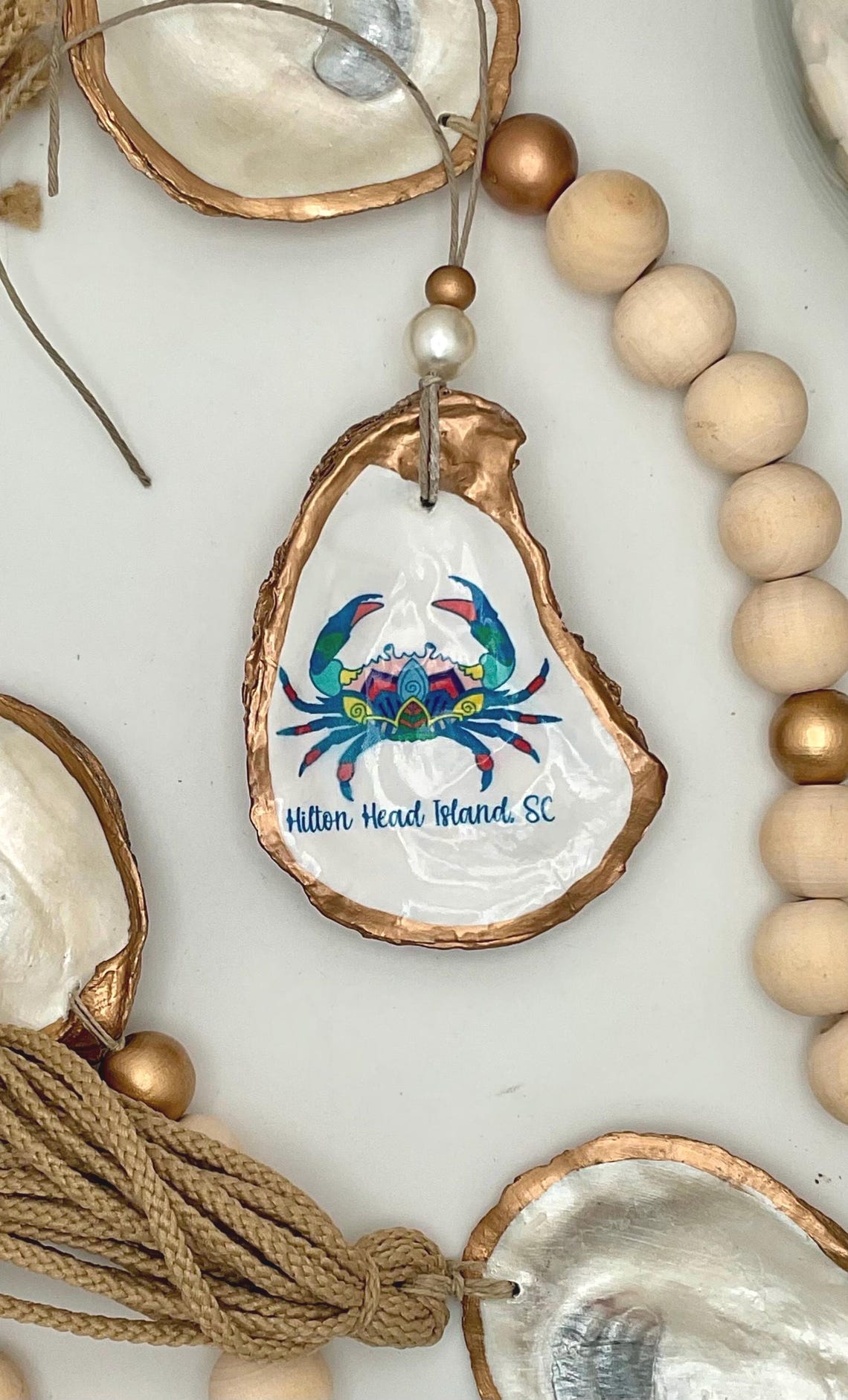 Colorful Crab Hilton Head, South Carolina Oyster Shell Ornament - Etsy