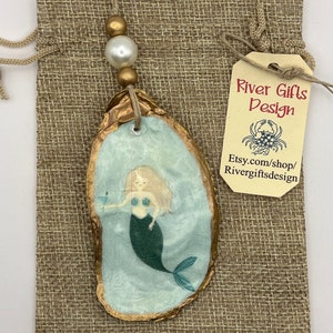 Mermaid With Martini Oyster Shell Ornament - Etsy