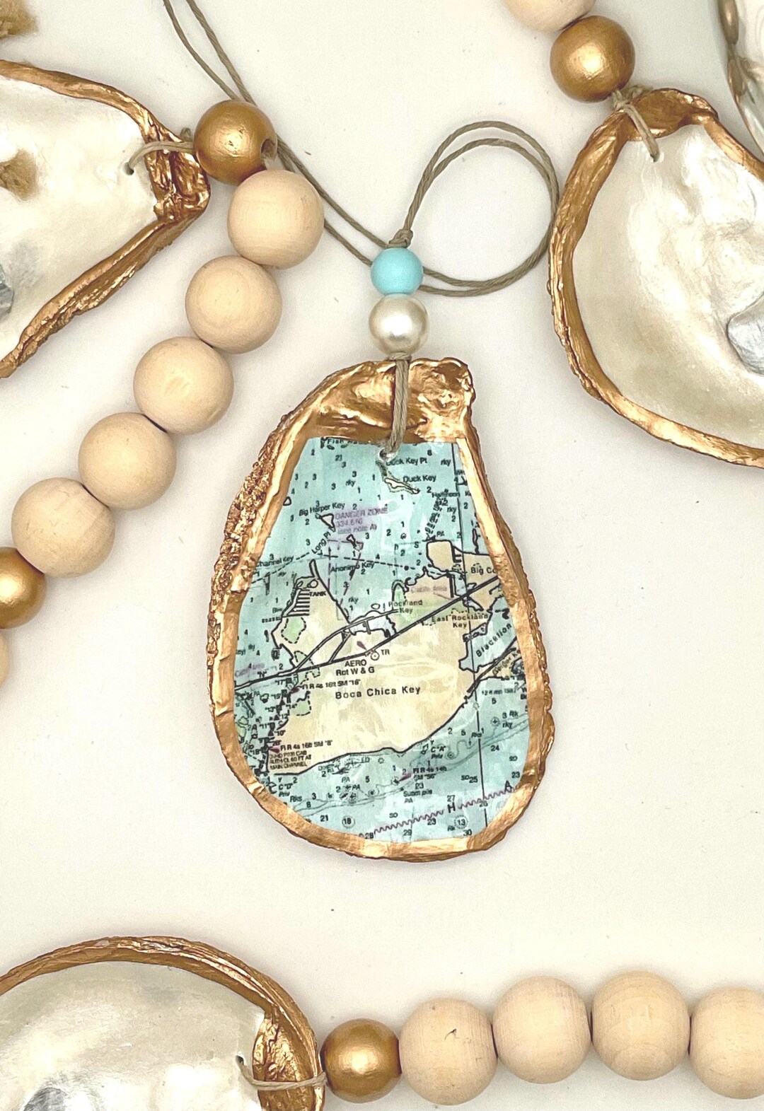 Boca Chica Key, Florida Nautical Map Oyster Shell Ornament - Etsy