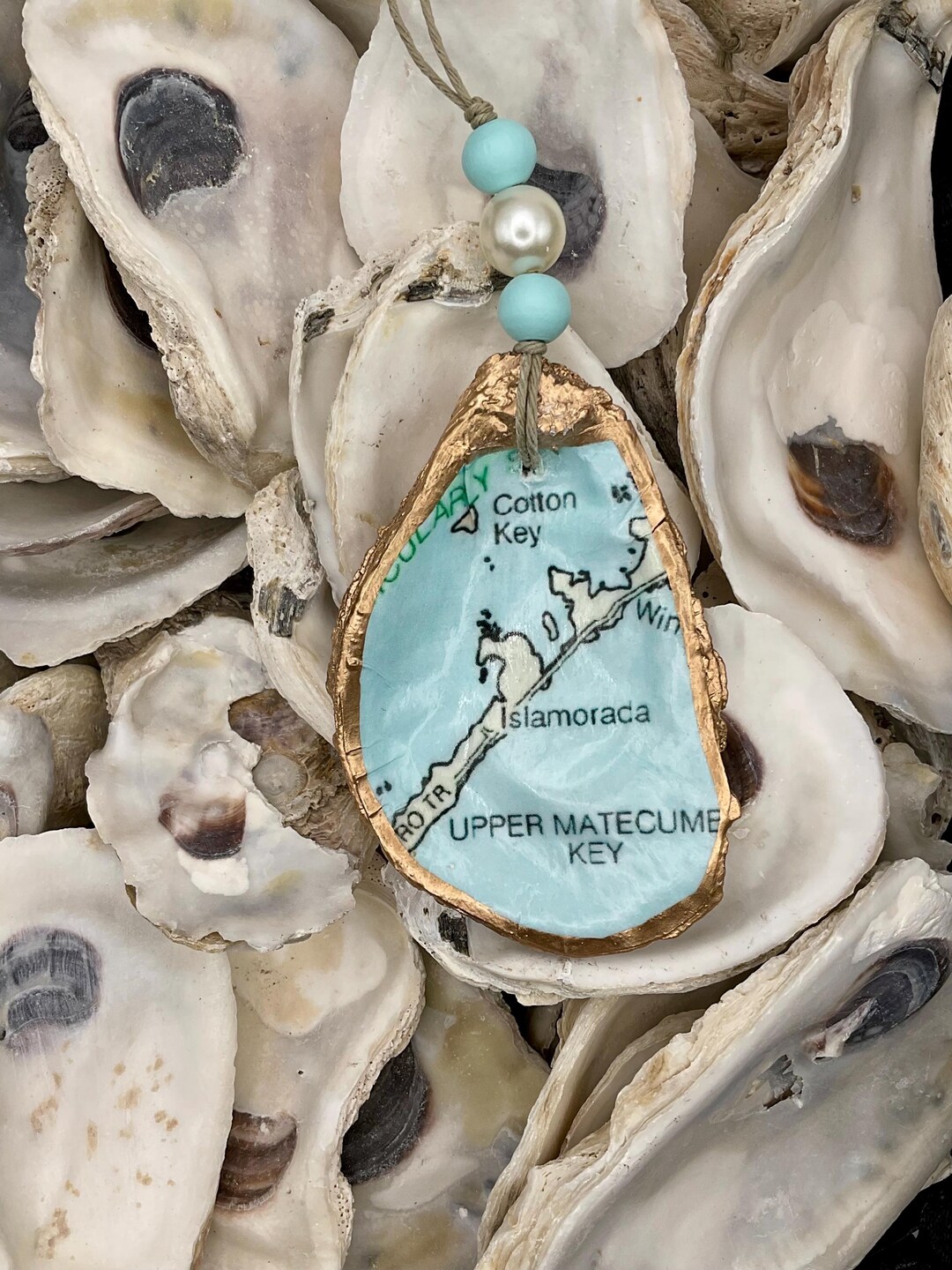 Islamorada, FL Nautical Map Oyster Shell Ornament Upper Matecumbe Key ...