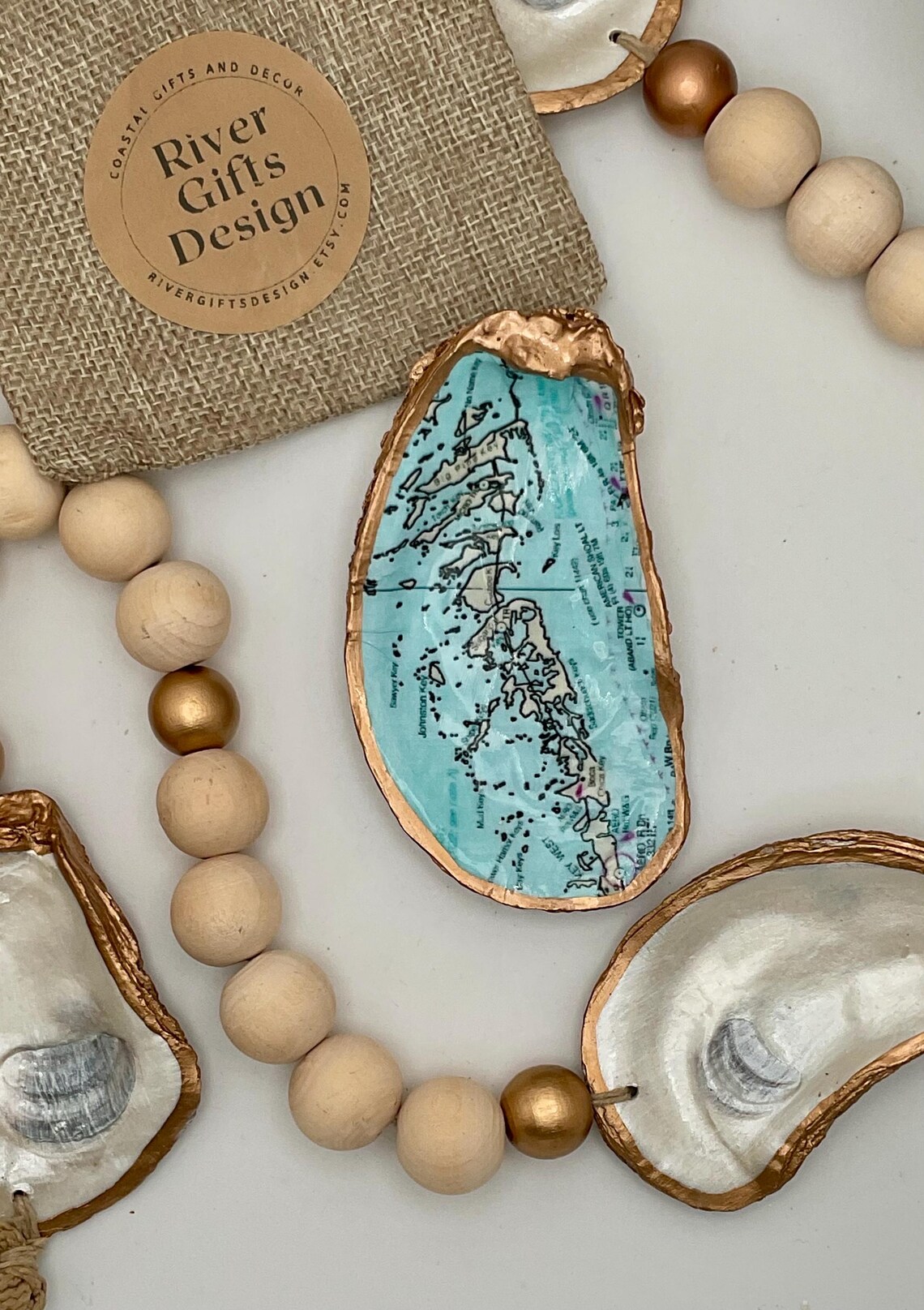 Florida Keys Nautical Map Oyster Shell Trinket Ring Dish - Etsy