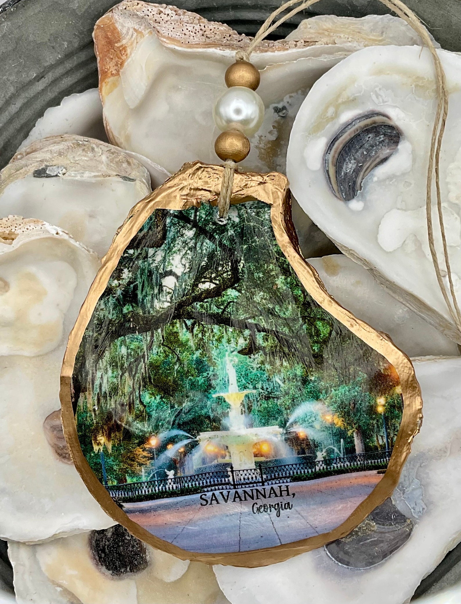 Savannah Georgia Forsyth Park Fountain Oyster Shell Ornament - Etsy
