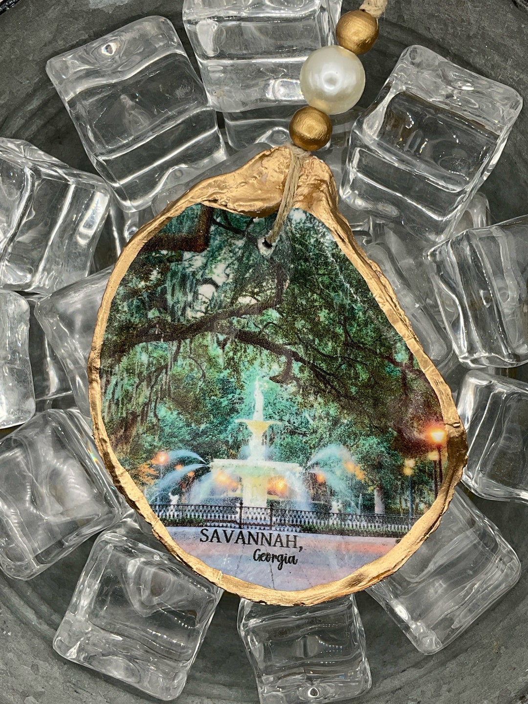 Savannah Georgia Forsyth Park Fountain Oyster Shell Ornament - Etsy