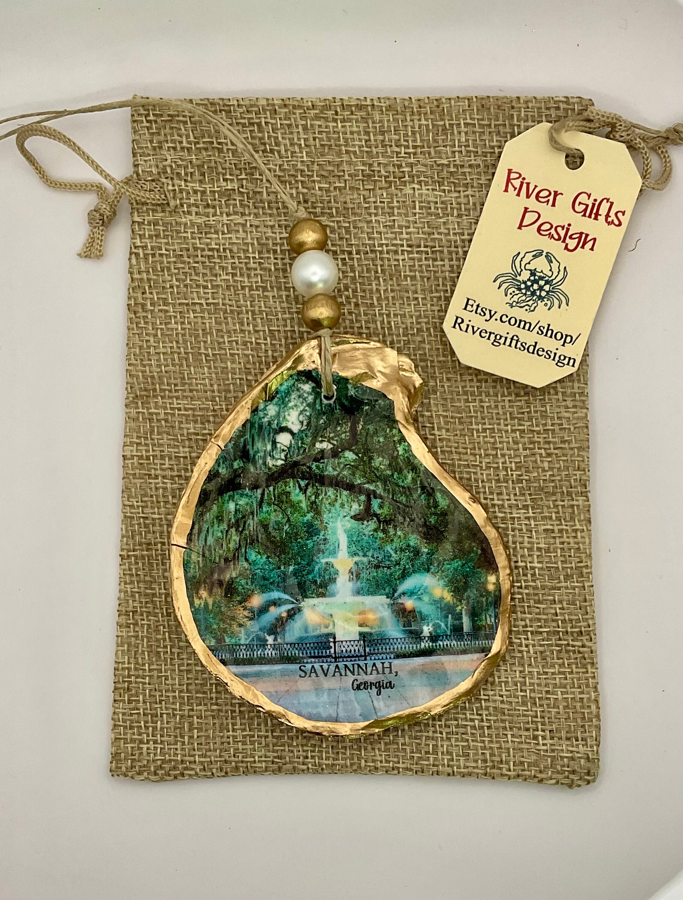 Savannah Georgia Forsyth Park Fountain Oyster Shell Ornament - Etsy