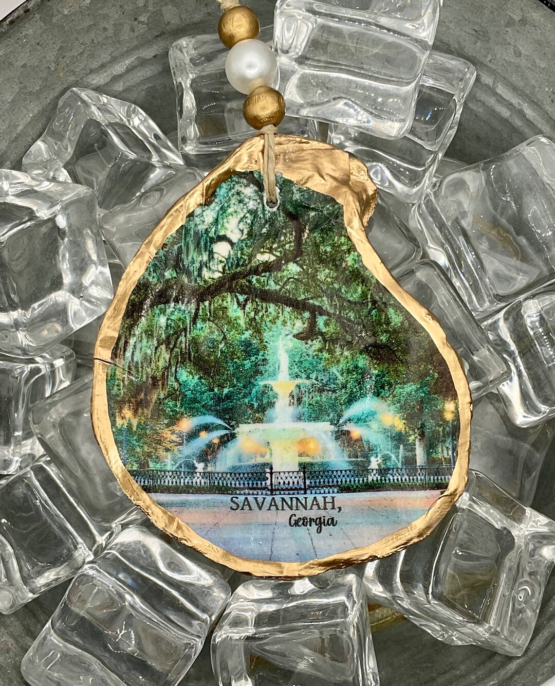 Savannah Georgia Forsyth Park Fountain Oyster Shell Ornament - Etsy