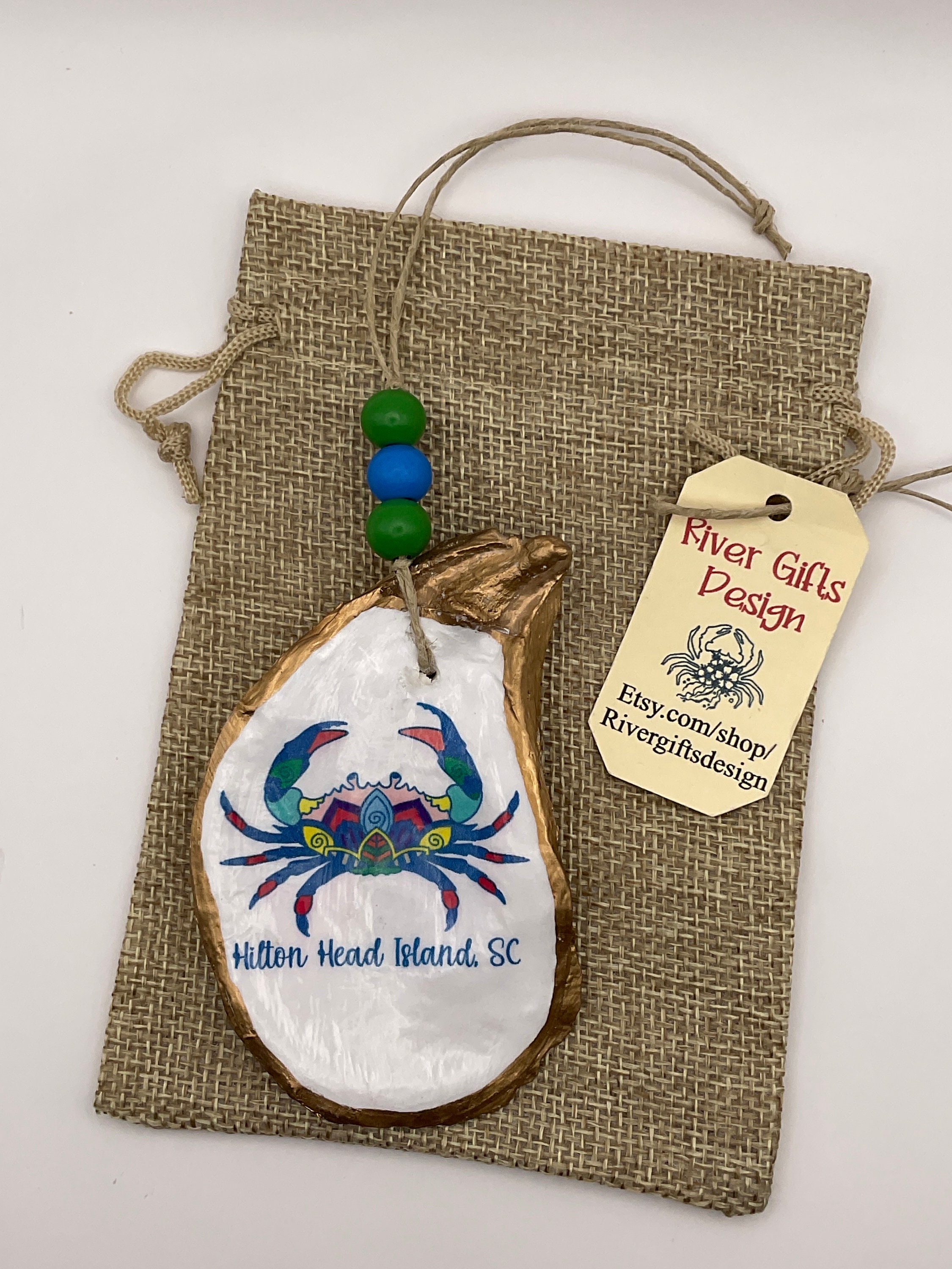 Colorful Crab Hilton Head South Carolina Oyster Shell - Etsy