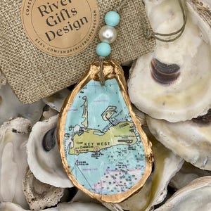Key West, Florida Map Oyster Shell Ornament - Etsy