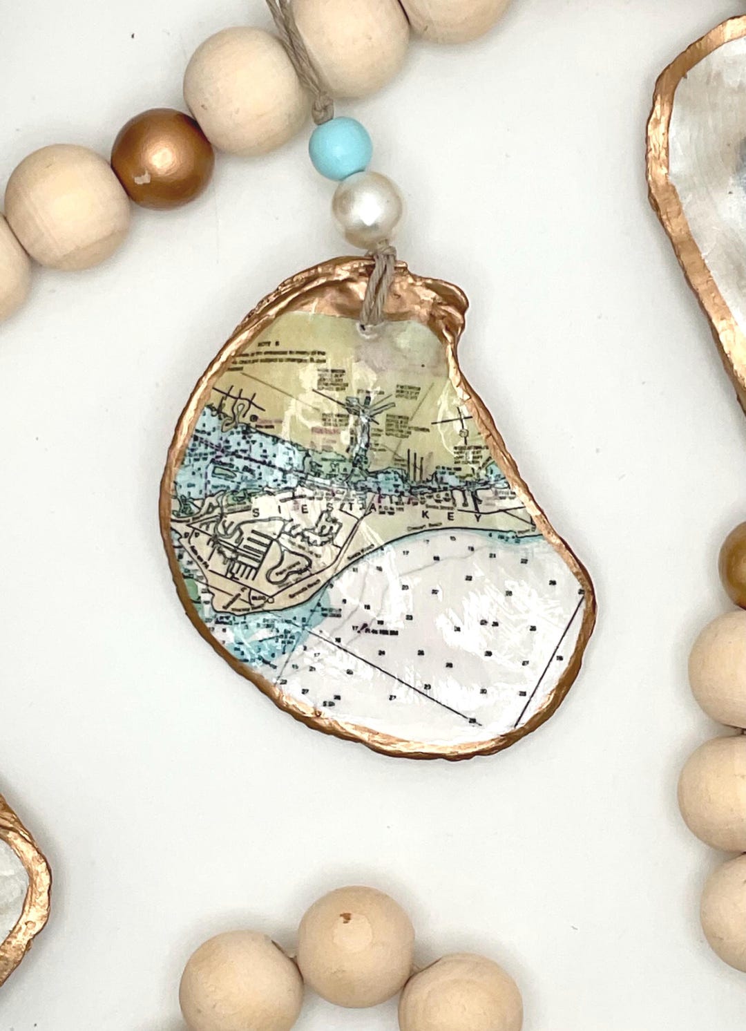 Siesta Key, Florida Nautical Map Oyster Shell Ornament - Etsy