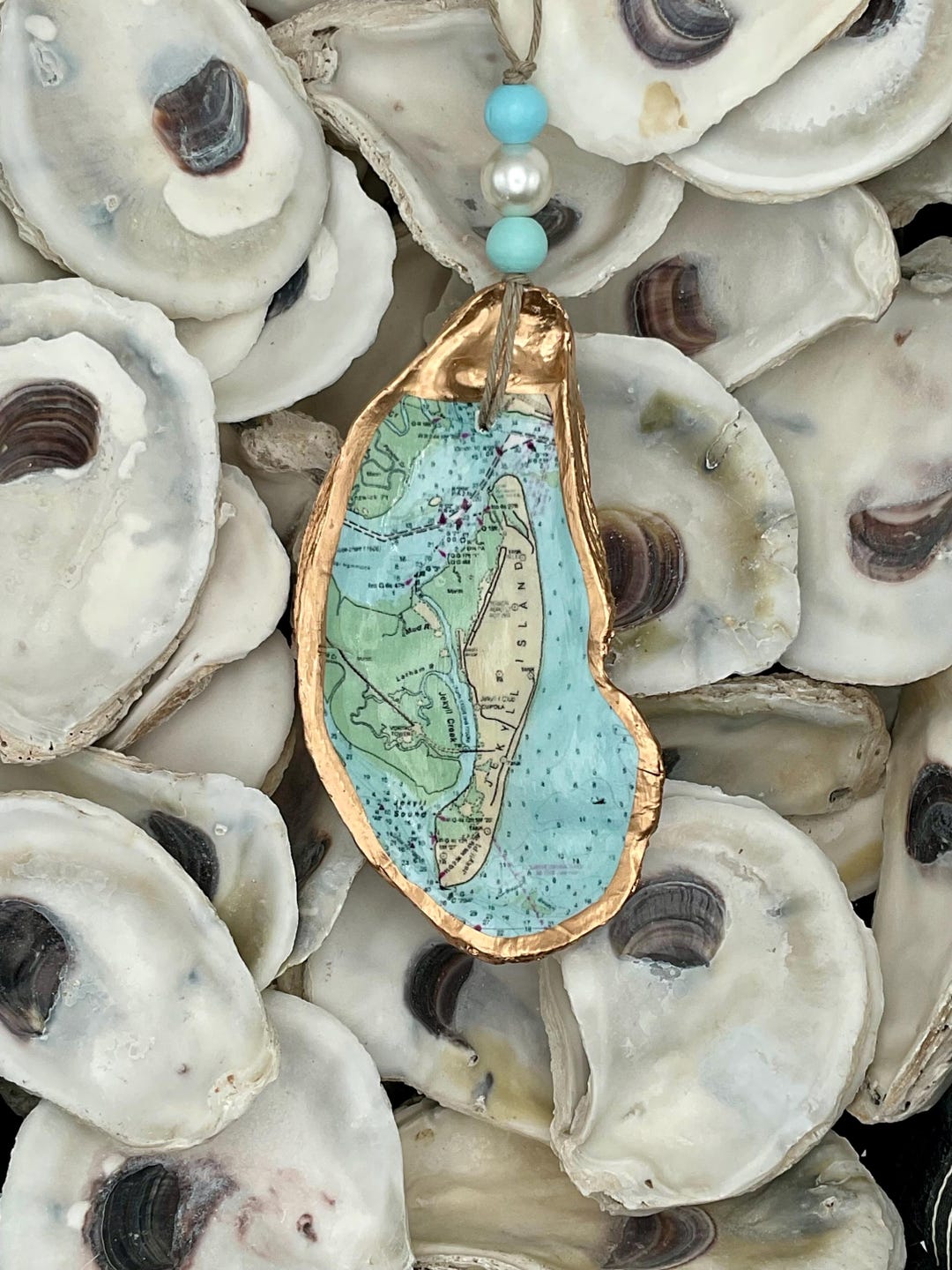 Jekyll Island, Georgia Nautical Map Oyster Shell Ornament - Etsy