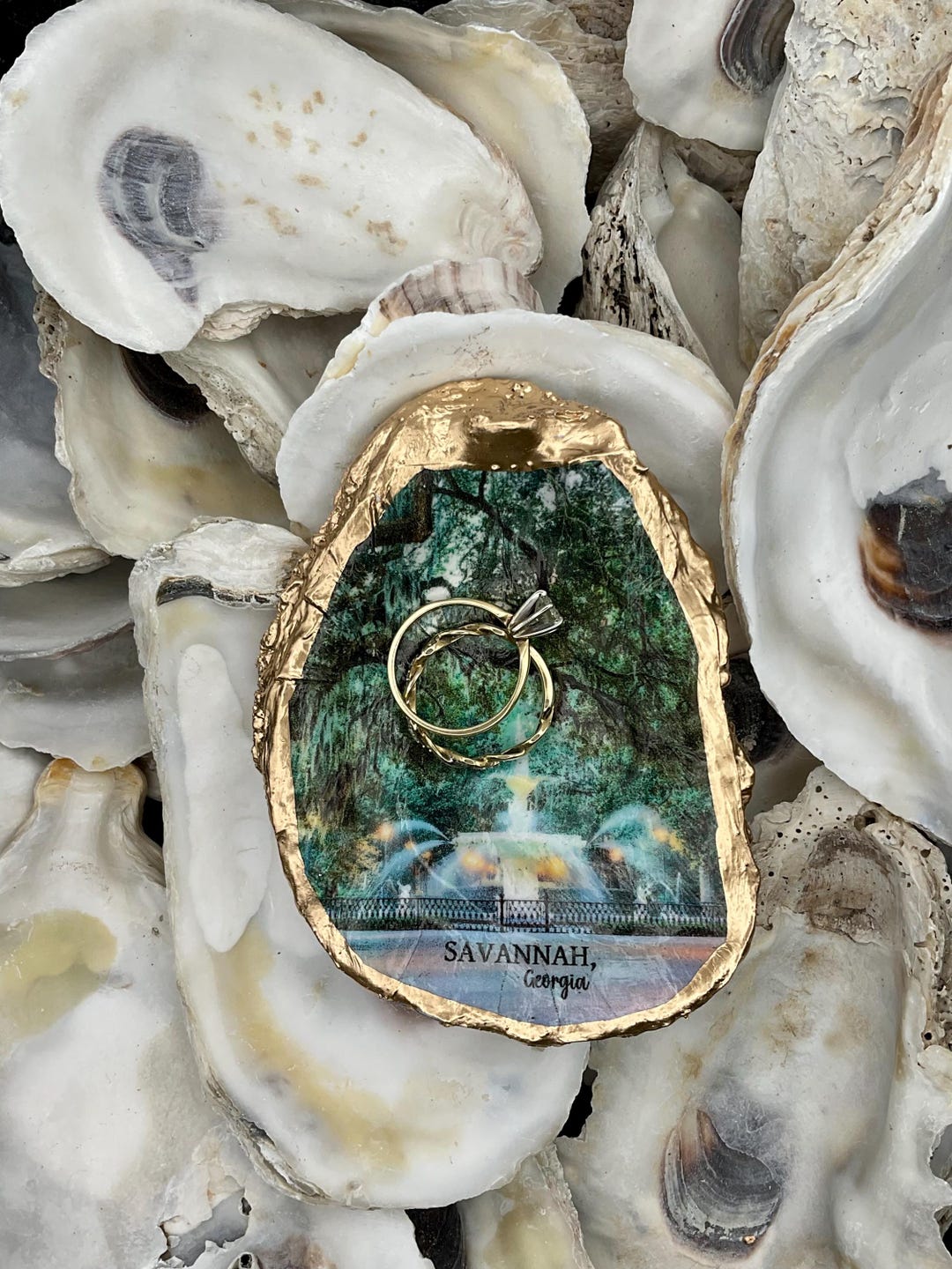 Savannah Georgia Forsyth Park Fountain Oyster Shell Trinket Ring Dish ...