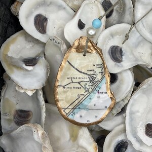 Myrtle Beach, South Carolina Nautical Map Oyster Shell Ornament - Etsy