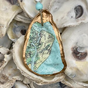 Hilton Head Island, SC Nautical Map Oyster Shell Ornament - Etsy