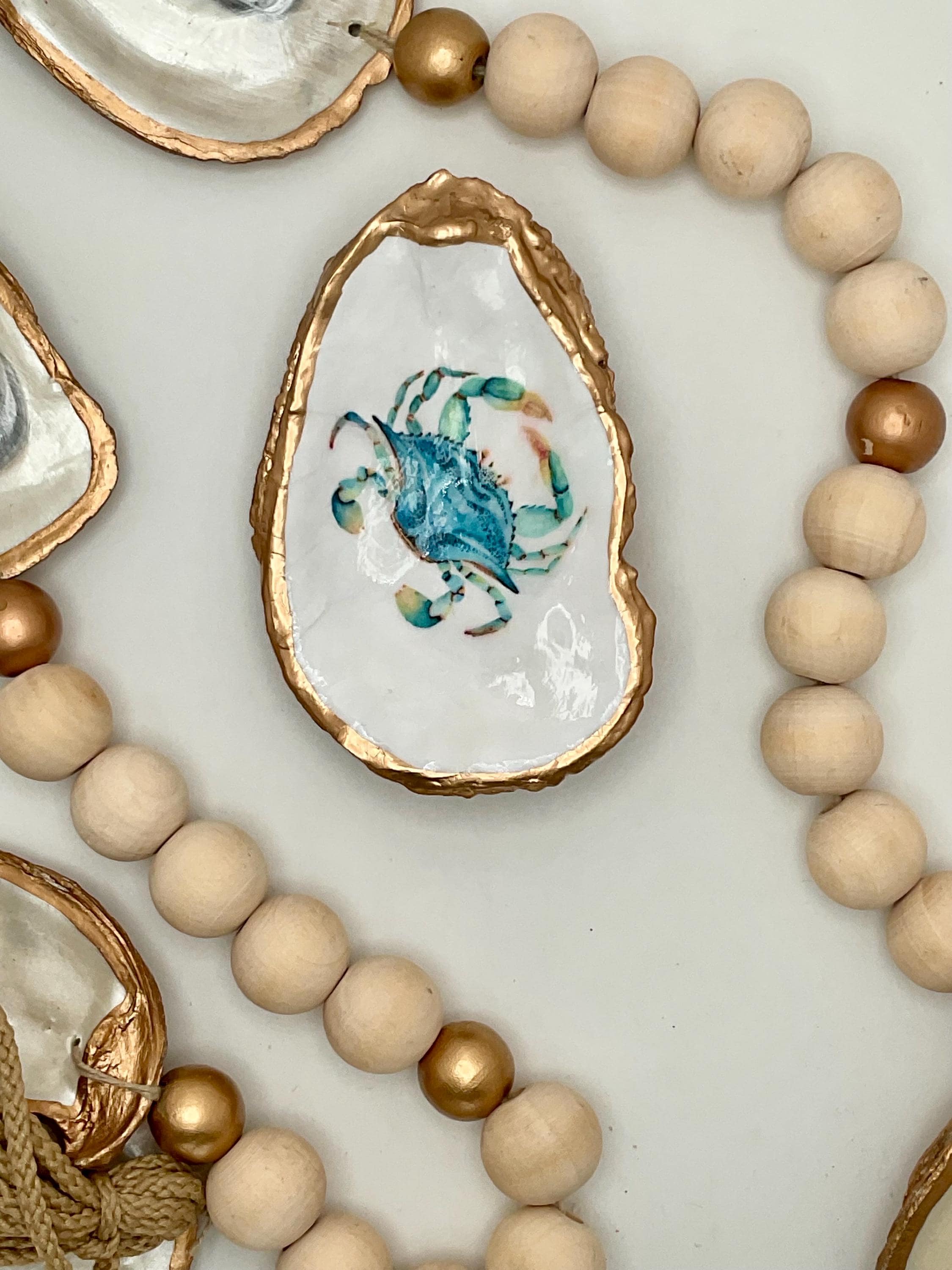 Crab Watercolor Oyster Shell Trnket Dish - Etsy