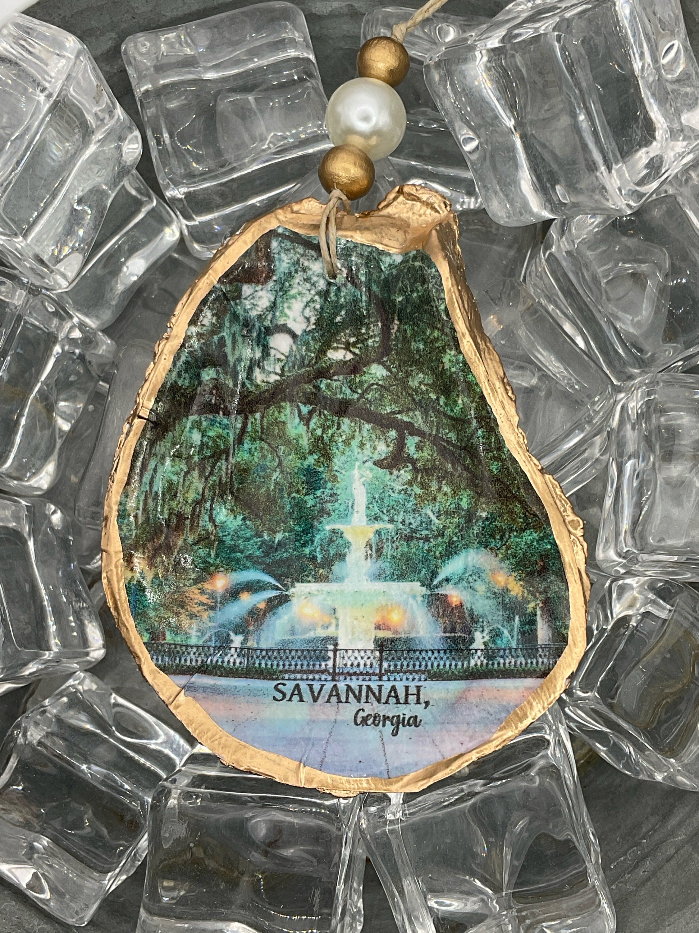 Savannah Georgia Forsyth Park Fountain Oyster Shell Ornament - Etsy