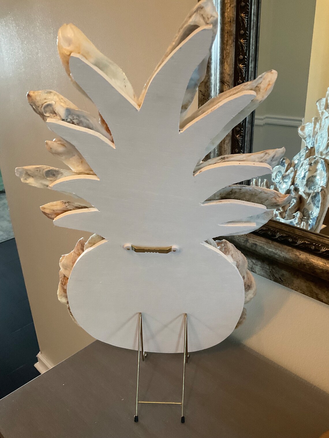 Seashells Pineapple Oyster Shell Wall Hanging Decoupaged and Metallic ...