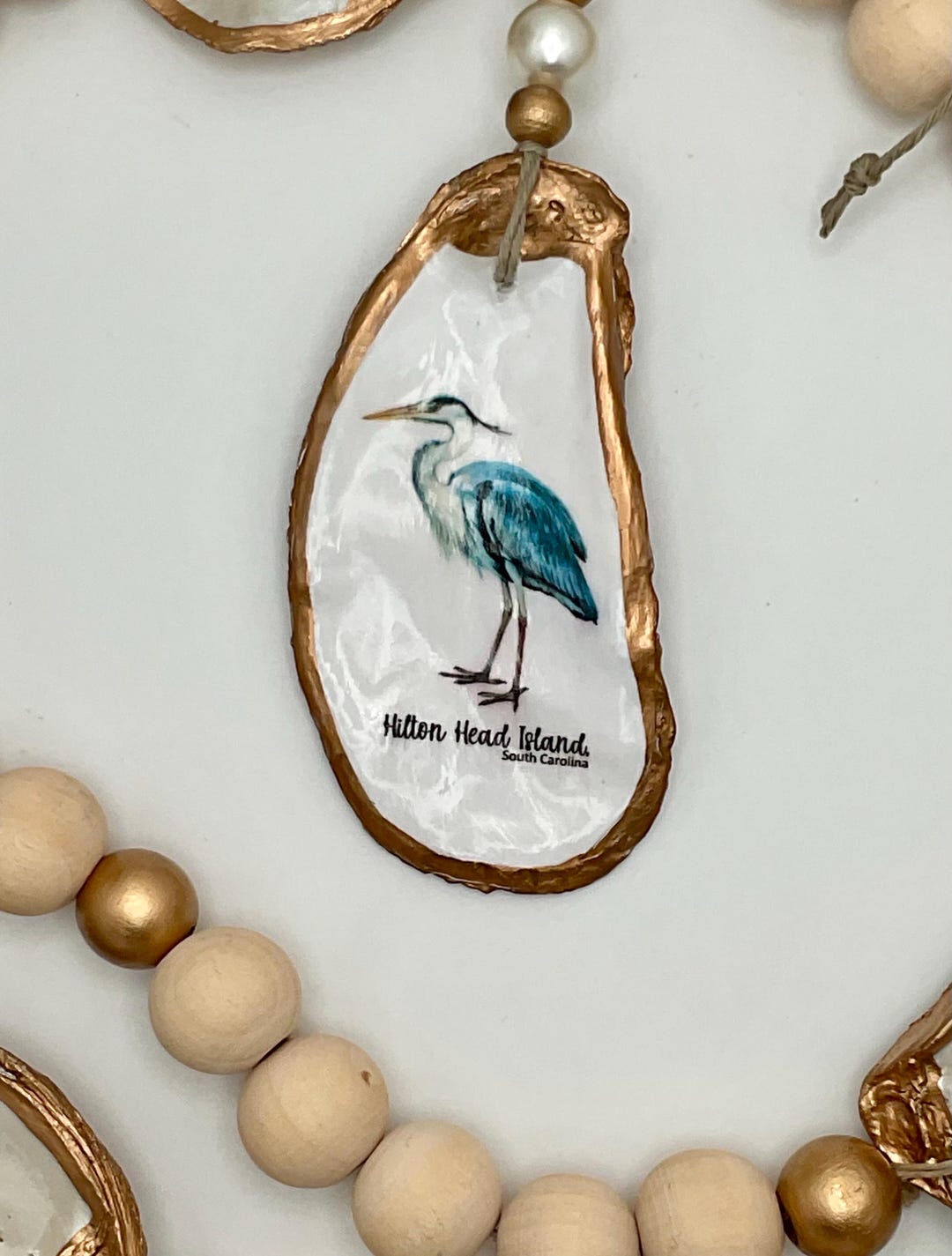 Hilton Head Island South Carolina Heron Oyster Shell Ornament - Etsy