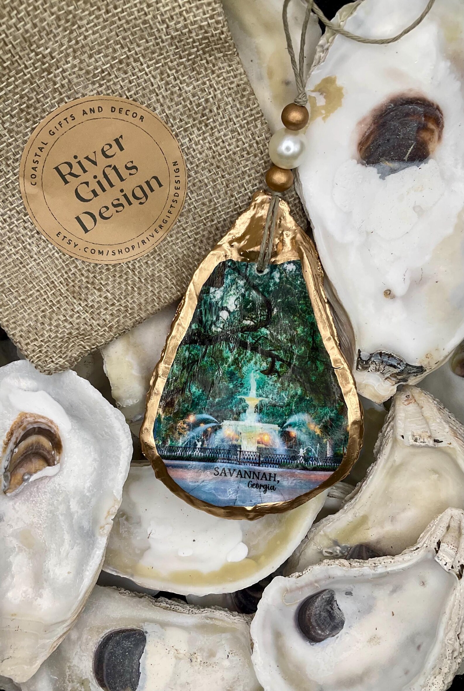 Savannah Georgia Forsyth Park Fountain Oyster Shell Ornament - Etsy