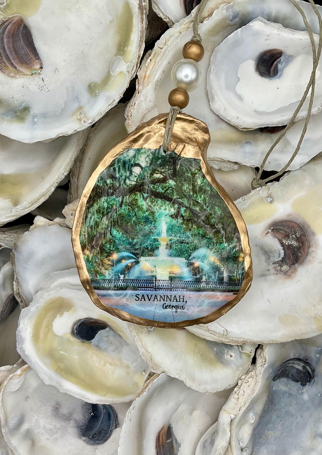 Savannah Georgia Forsyth Park Fountain Oyster Shell Ornament - Etsy