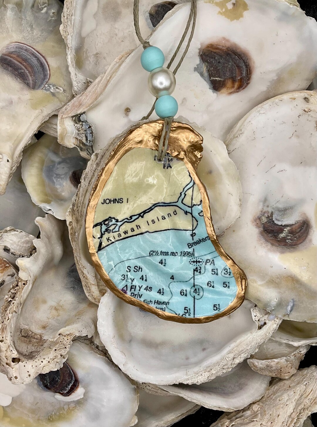 Kiawah Island, South Carolina Nautical Map Oyster Shell Ornament - Etsy