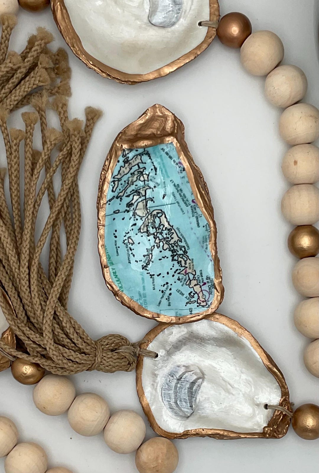 Florida Keys Nautical Map Oyster Shell Trinket Ring Dish - Etsy