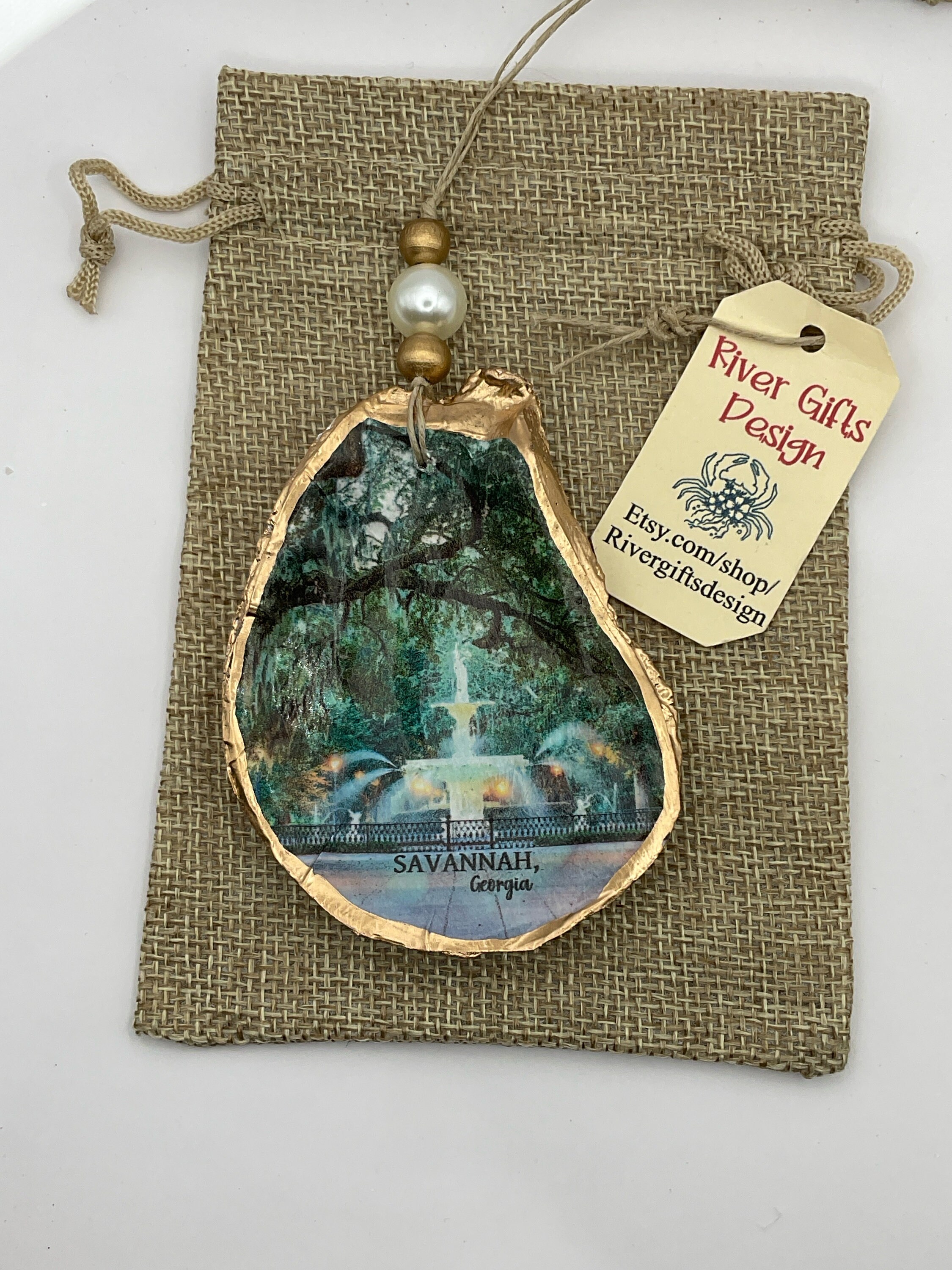 Savannah Georgia Forsyth Park Fountain Oyster Shell Ornament - Etsy