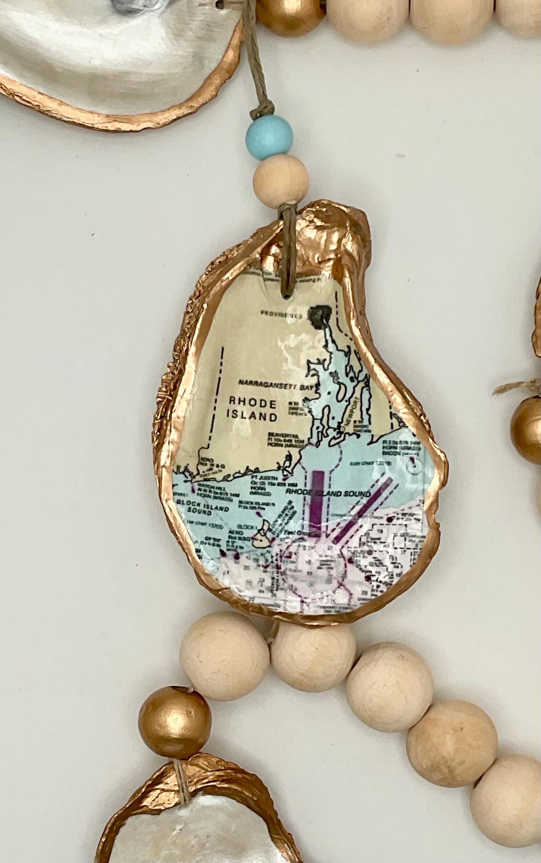 Rhode Island Nautical Map Oyster Shell Ornament - Etsy