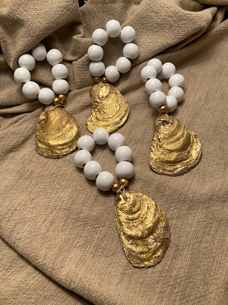 Blue Floral Oyster Shell Napkin Rings Set of 4 - Etsy