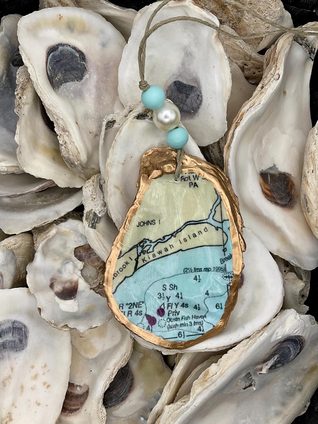 Kiawah Island, South Carolina Nautical Map Oyster Shell Ornament - Etsy