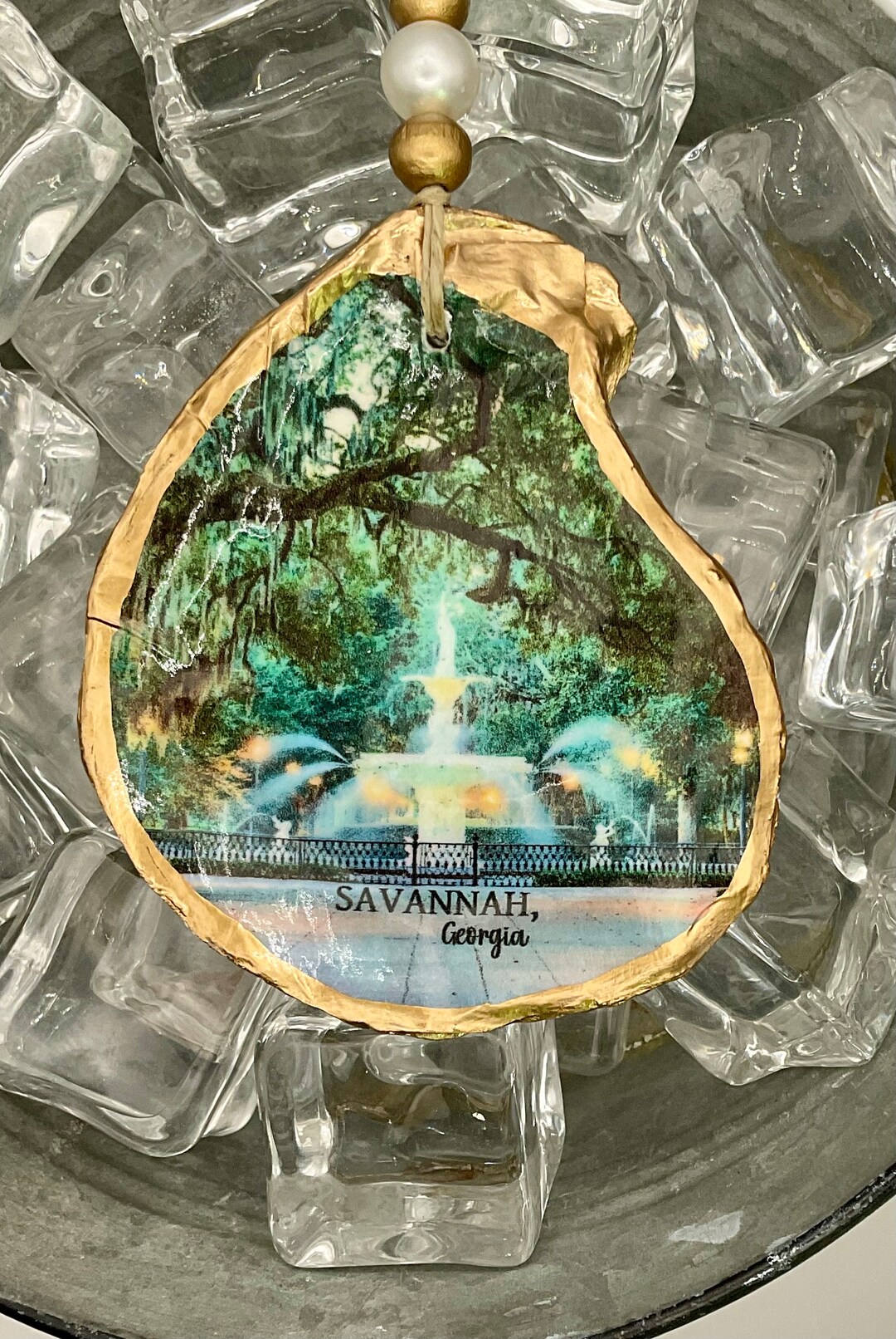 Savannah Georgia Forsyth Park Fountain Oyster Shell Ornament - Etsy