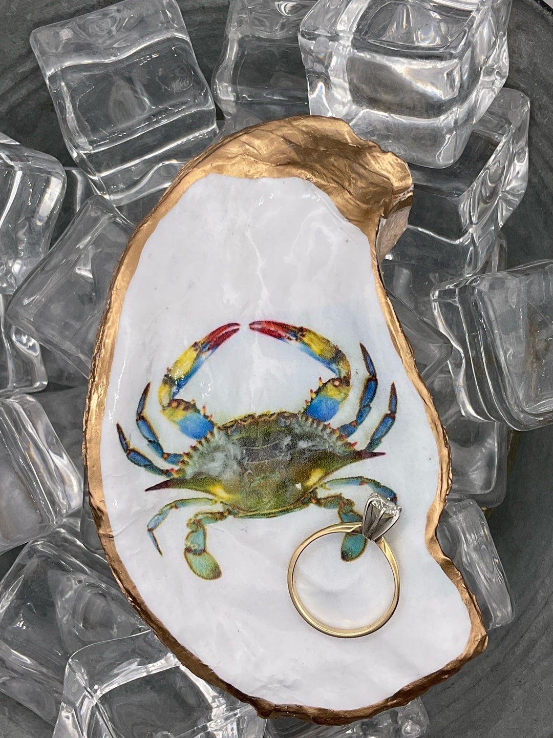 Crab Oyster Shell Trinket Ring Dish - Etsy