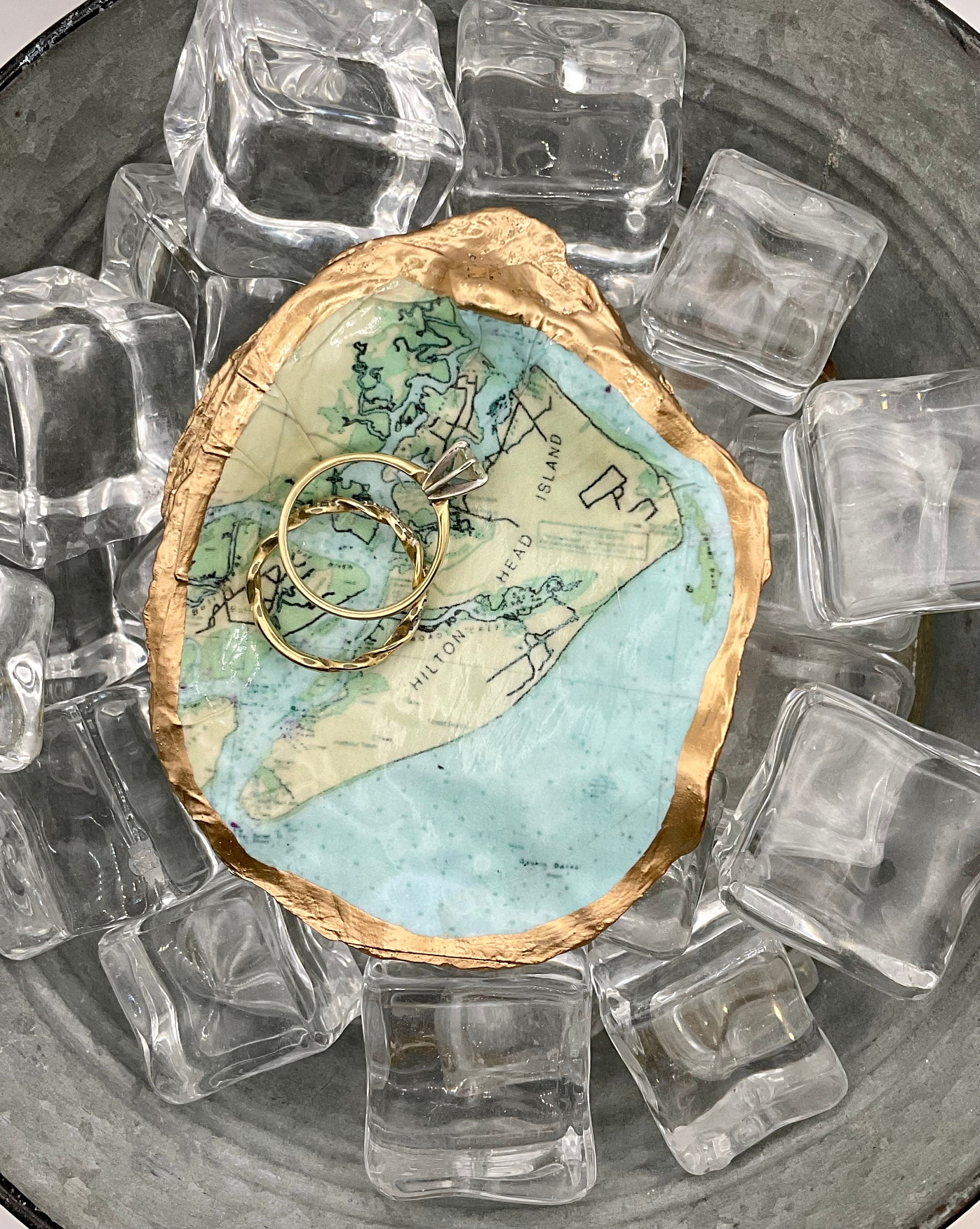 Hilton Head Island, SC Nautical Map Oyster Shell Trinket Ring Dish - Etsy