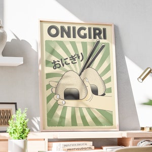 Retro Onigiri Food Design Poster/ Funky Food Wall Art Print/ Vintage ...