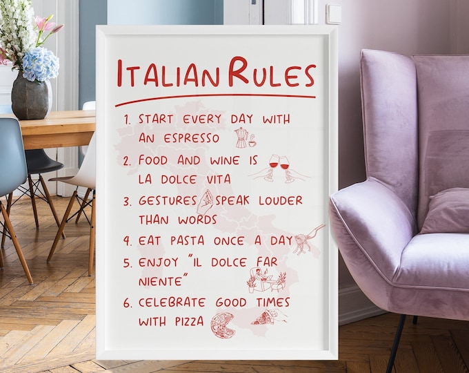 Italian Hand Gesture Wall Art - Funny Italian Art Print - Kitchen Wall ...