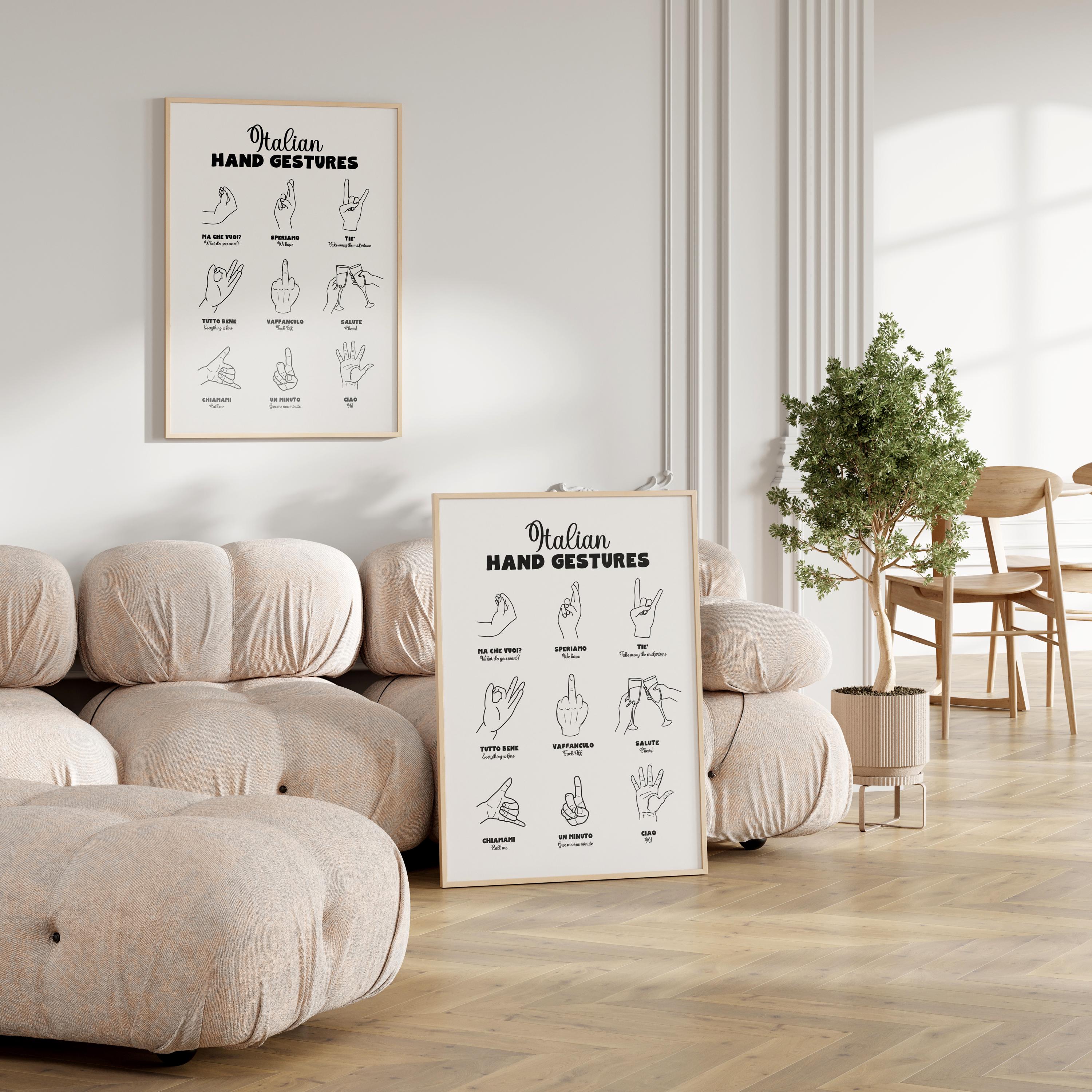 Italian Hand Gestures Guide Printable Poster, Italian Art Print Funny ...