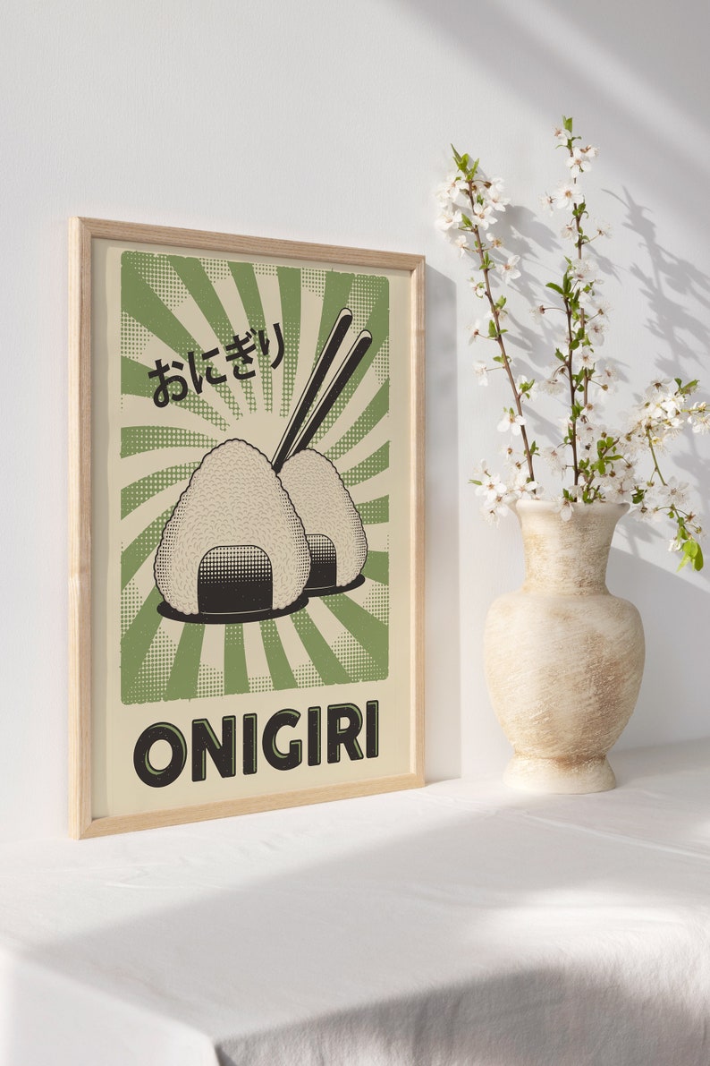 Retro Onigiri Food Design Poster/ Funky Food Wall Art Print/ - Etsy