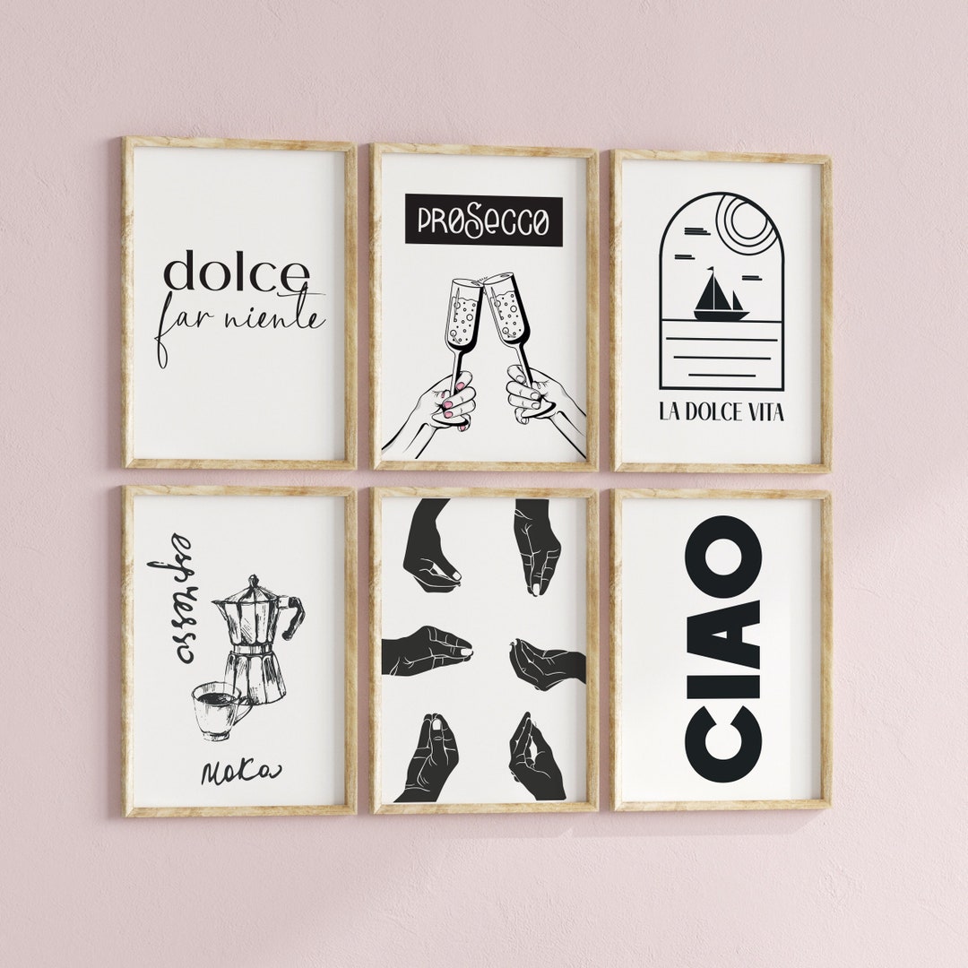 Bundle Set of 6 Printable Italian Wall Art, Kitchen Wall Art Set ...