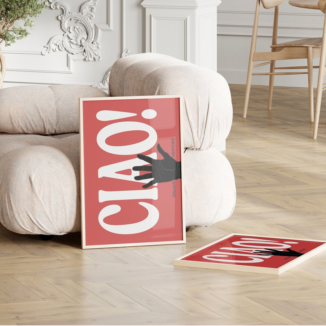 Poster Hand Gesture Printable Italian Quote Ciao!, Funny Italian Quote ...