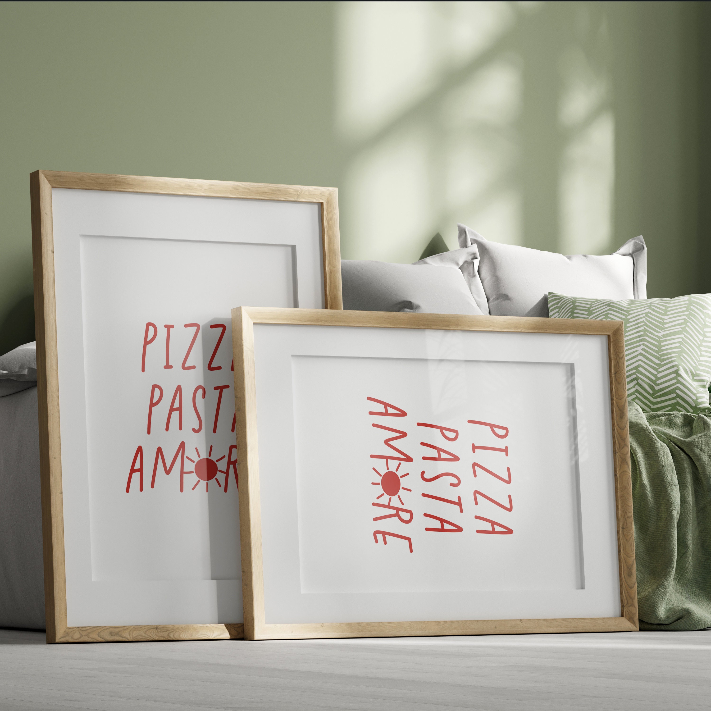 Pizza Pasta Amore Poster Printable Italy Food Print Kitchen - Etsy
